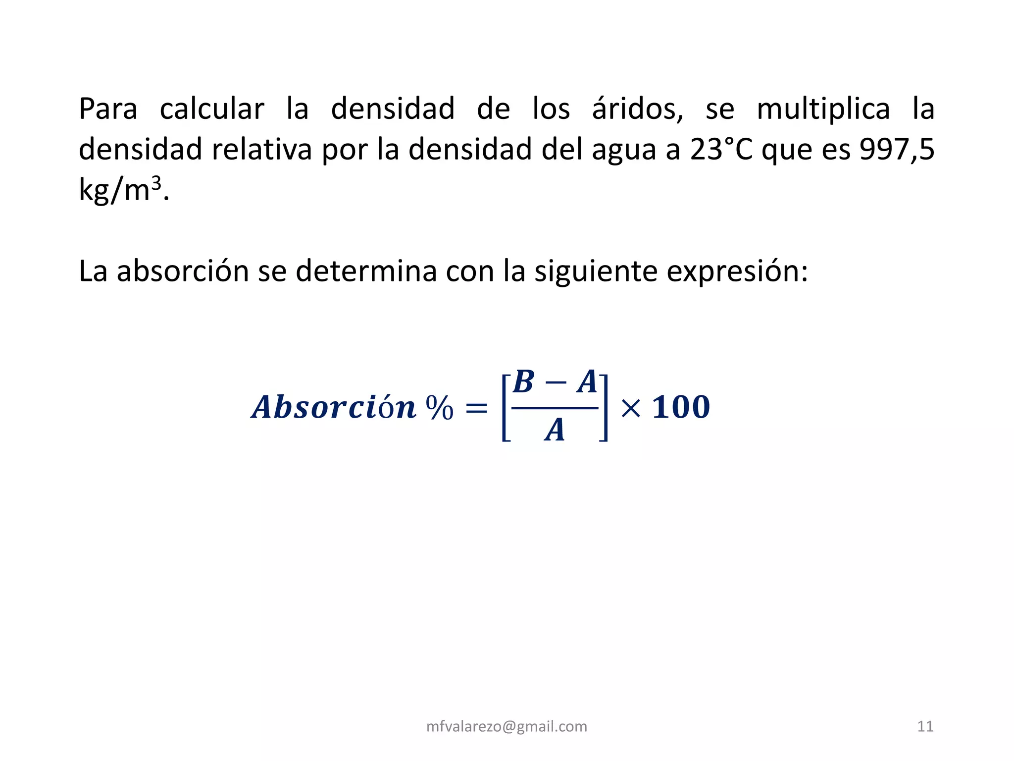 Densidad y absorción árido grueso | PPTX