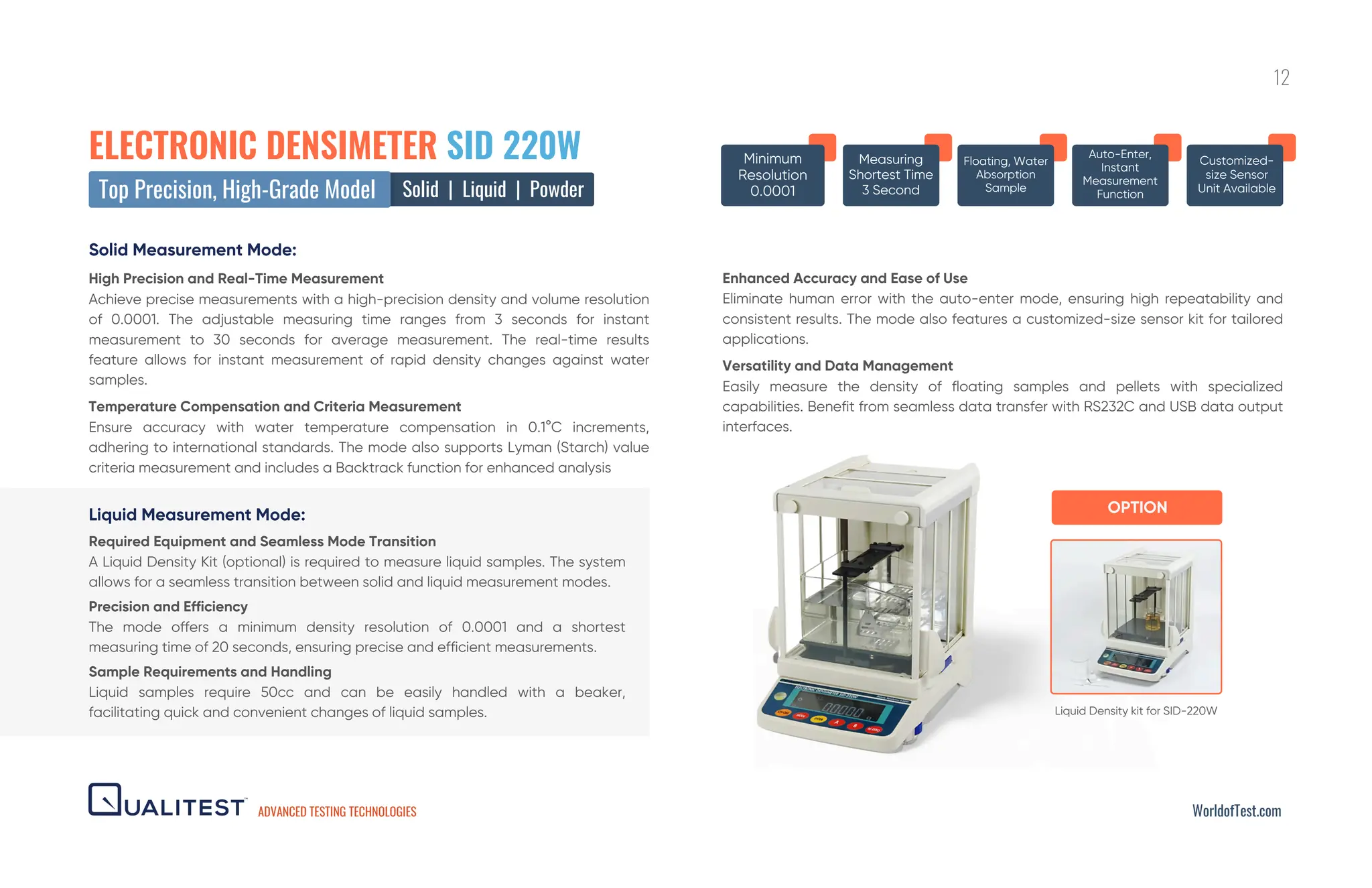 Densimeter - Specific Gravity Tester Catalogue | WorldofTest.com