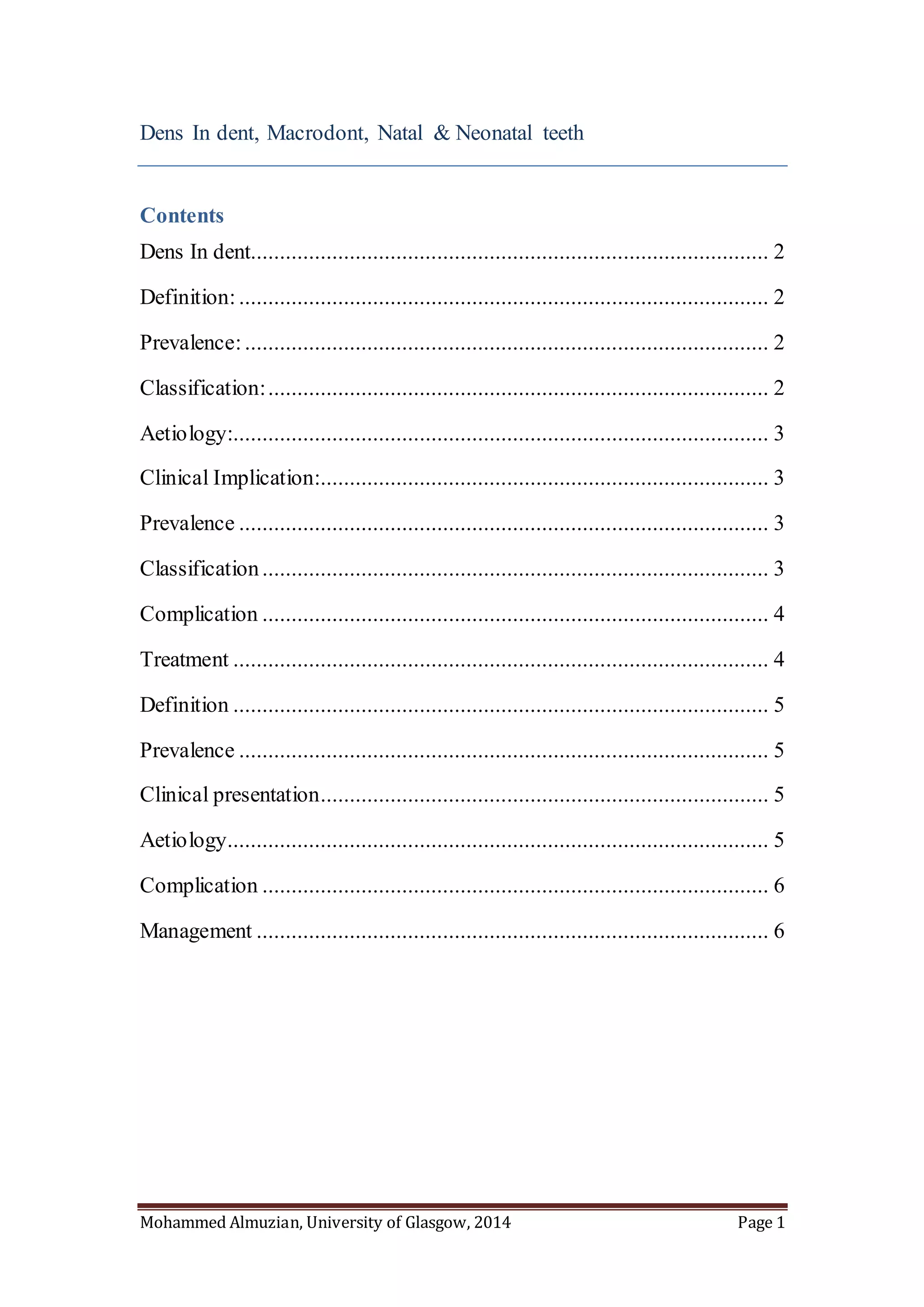 Dens in dent, macrodont, natal and neonatal teeth / for orthodontists ...