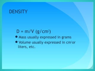 Density Of Liquids Formula