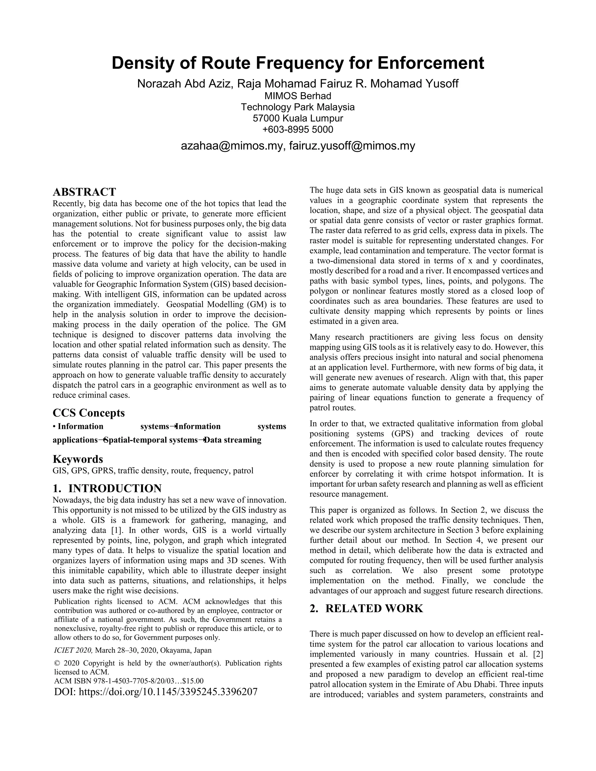 Density of route frequency for enforcement | PDF