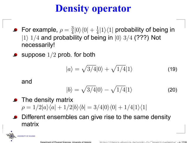 Density operators | PDF | Physics | Science