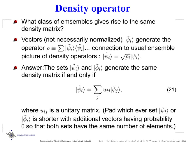 Density operators | PDF | Physics | Science