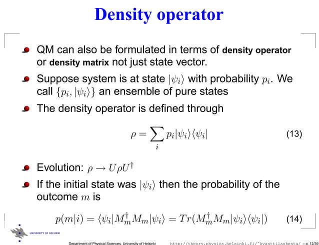 Density operators | PDF | Physics | Science