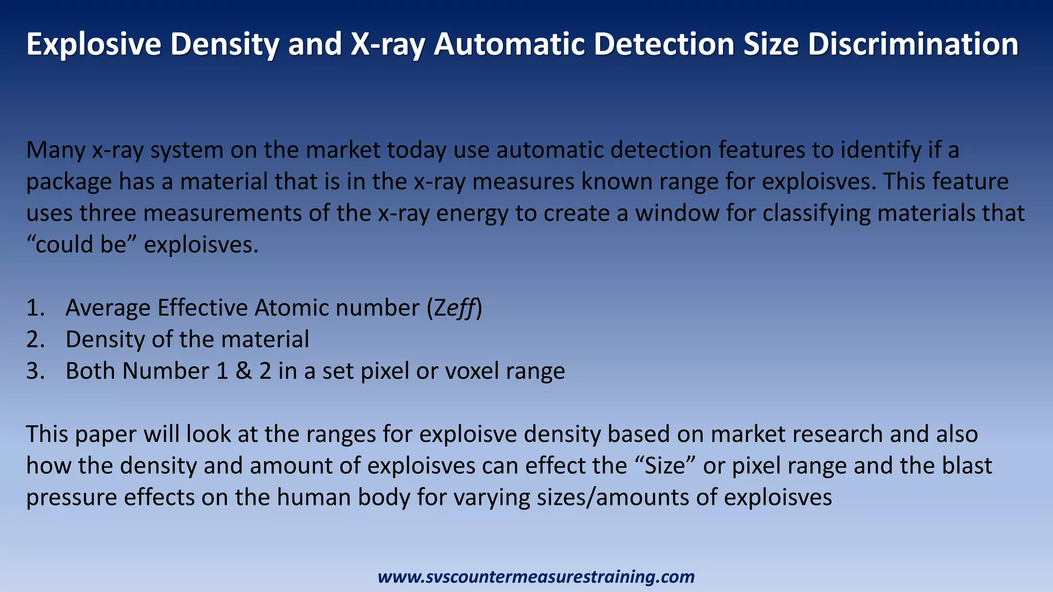 Density ranges for exploisves and automatic detection with x ray | PDF