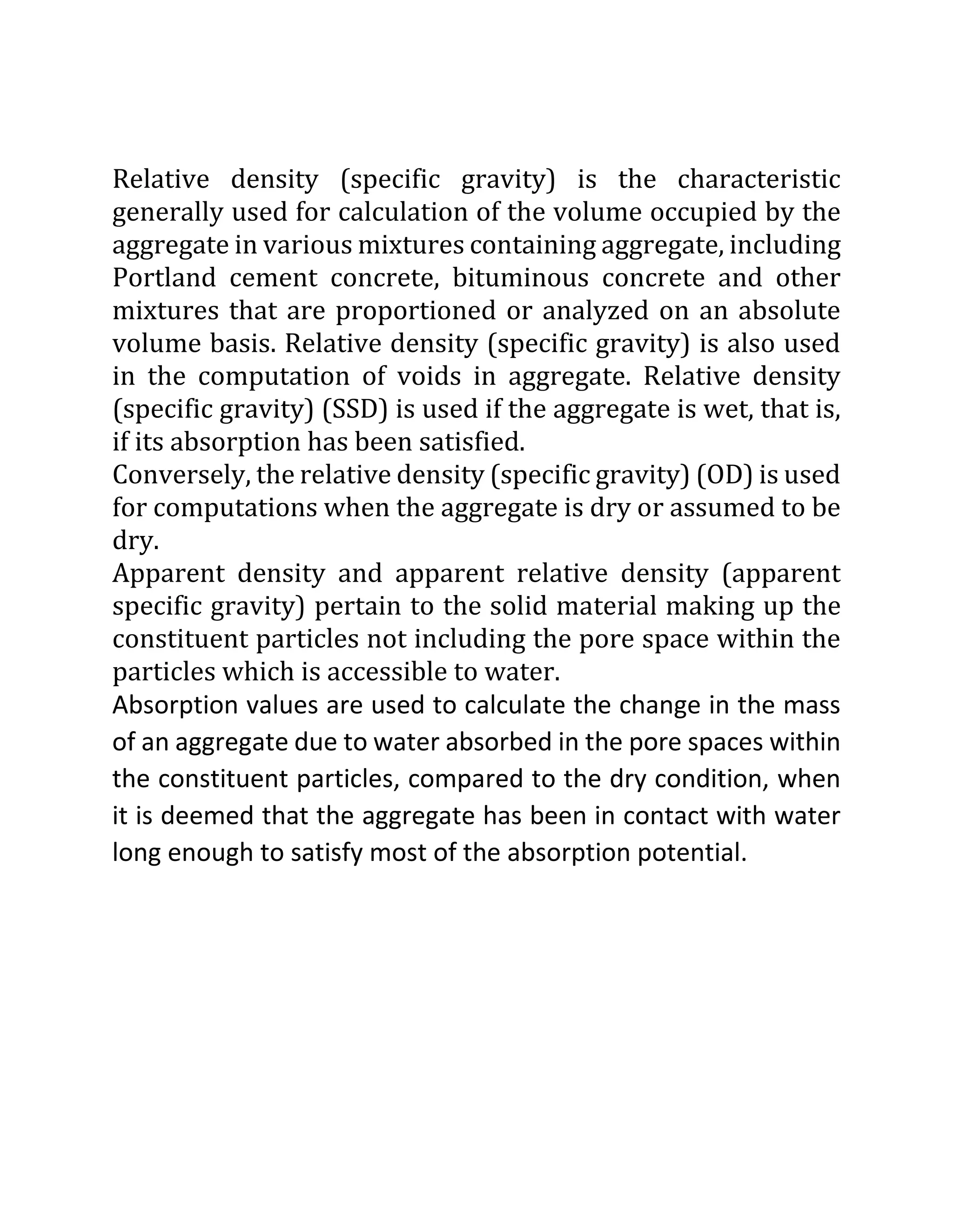 Density Relative Density Specific Gravity And Absorption Of Coarse