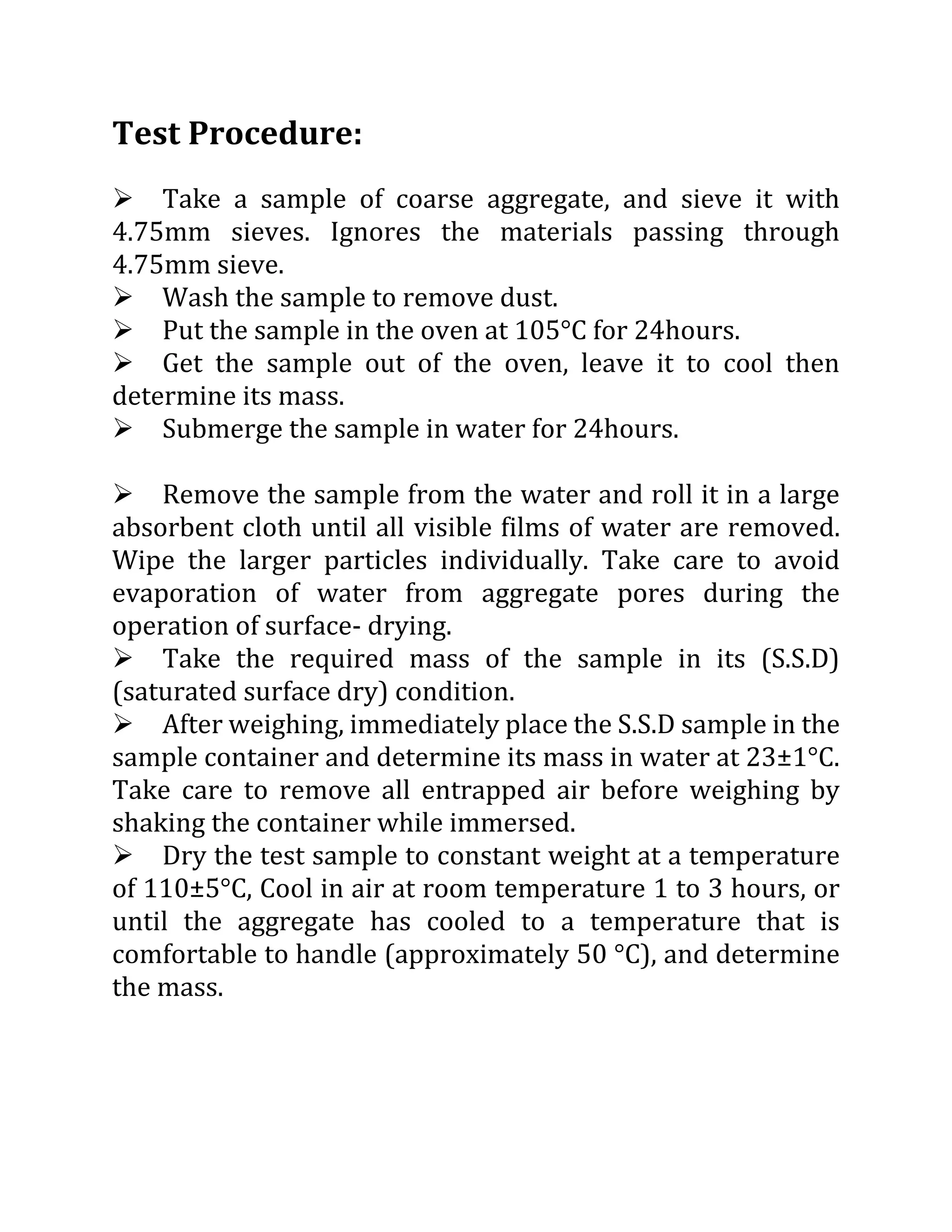 Density Relative Density Specific Gravity And Absorption Of Coarse