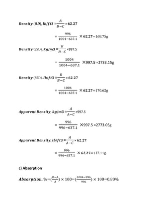 Density, (relative density) specific gravity & absorption of coarse ...