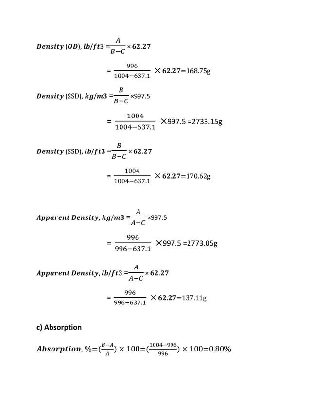 Density, (relative density) specific gravity & absorption of coarse ...