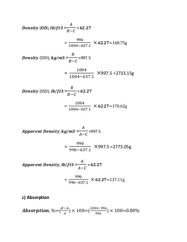 Density Relative Density Specific Gravity And Absorption Of Coar…