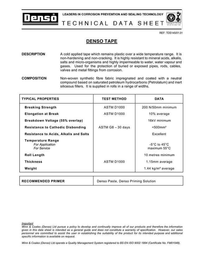 Denso Tape - Corrosion & Waterproofing of Underground Cables & Pipes | PDF