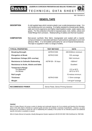 Densyl Tape - Waterproofing Tape - Denso Duct Sealing Systems