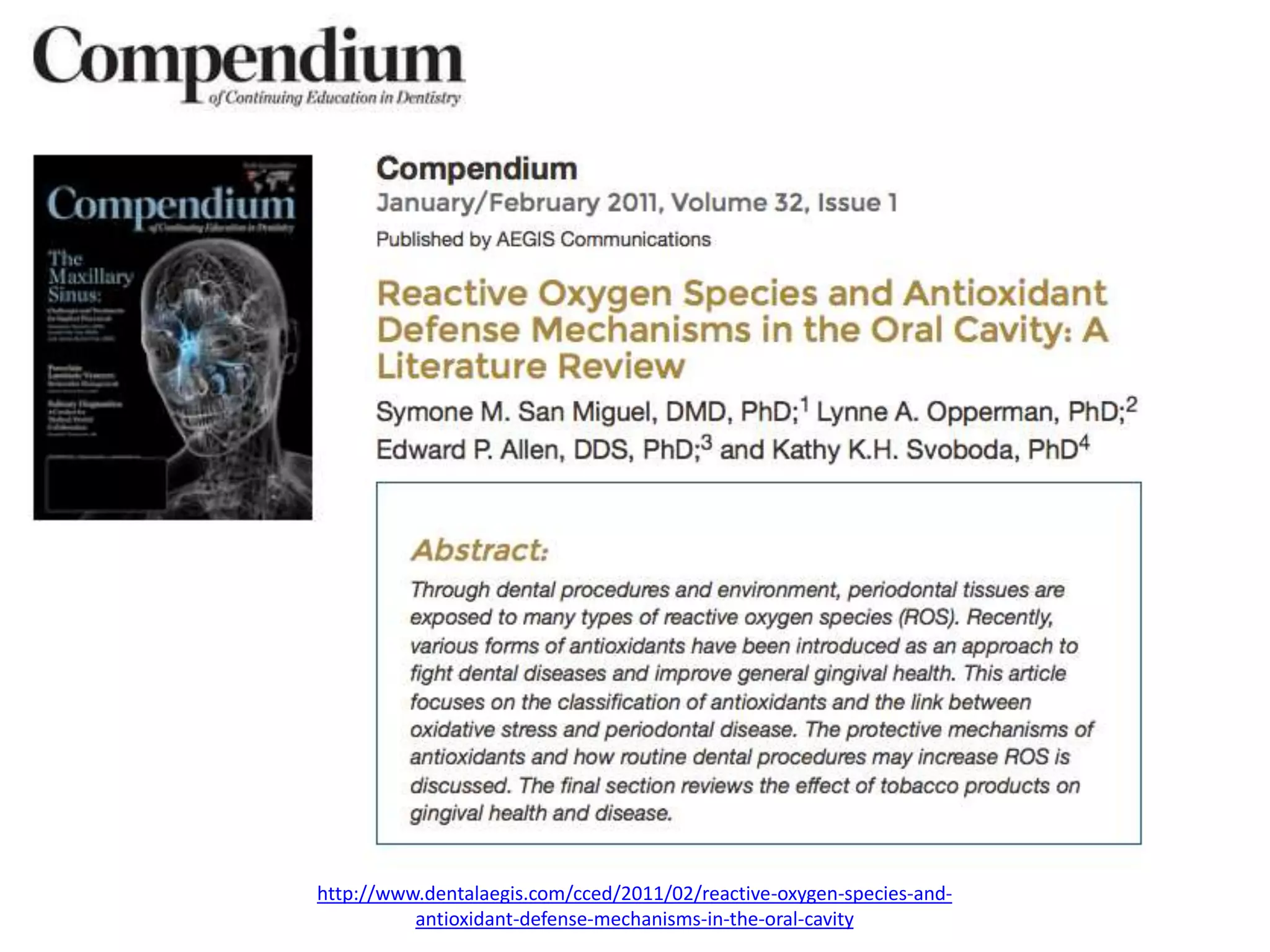 Dental Oxidative Stress & Protandim Presentation | PPTX