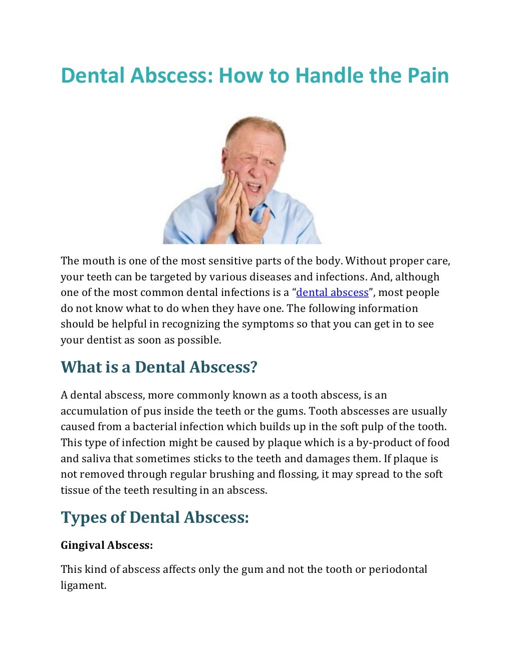 Dental abscess how to handle the pain