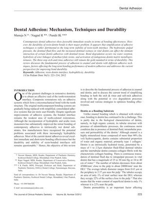 DentalAdhesion: Mechanism, Techniques and Durability | PDF