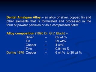 dental amalgam May 2020....class 1 class 2 | PPT | Chemistry | Science