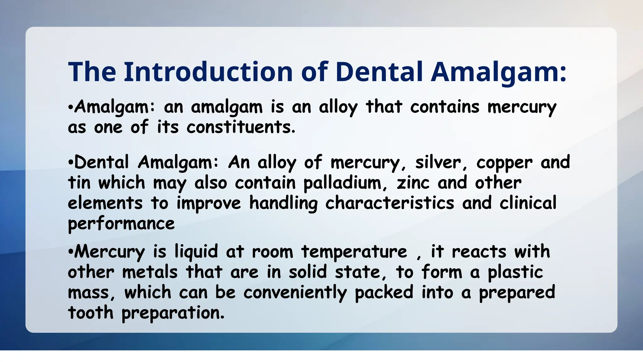 Dental Amalgam presentation by Syeda Hafsa | PPTX