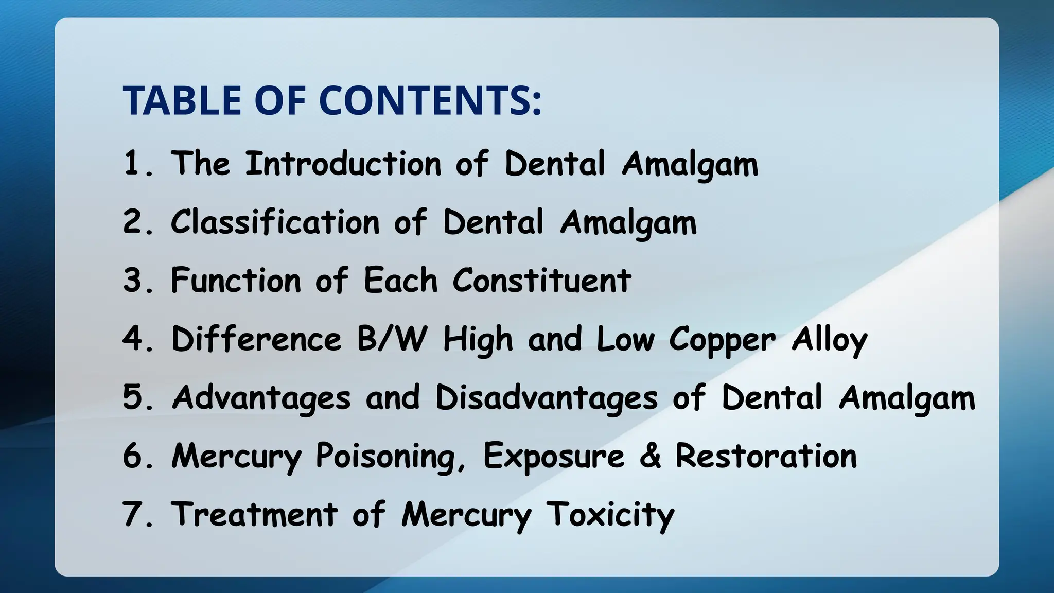 Dental Amalgam presentation FINAL by Syeda | PPTX | Dental Health | Diseases and Conditions