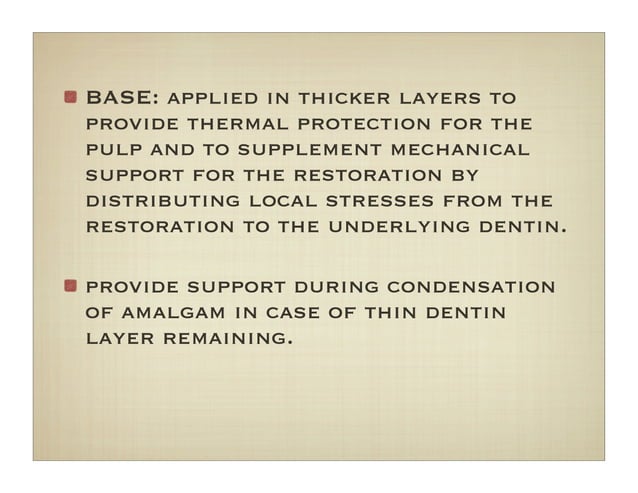 Dental bases and liners | PDF | Dental Health | Diseases and Conditions