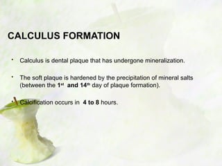 Dental Calculus - Formation, Pathogenesis and Removal | PPTX