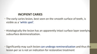 Dental caries- etiology clinical features histopathology and caries ...