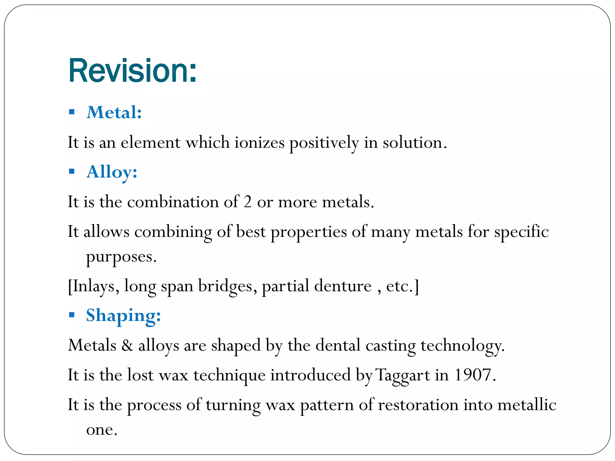 Dental casting alloys | PDF