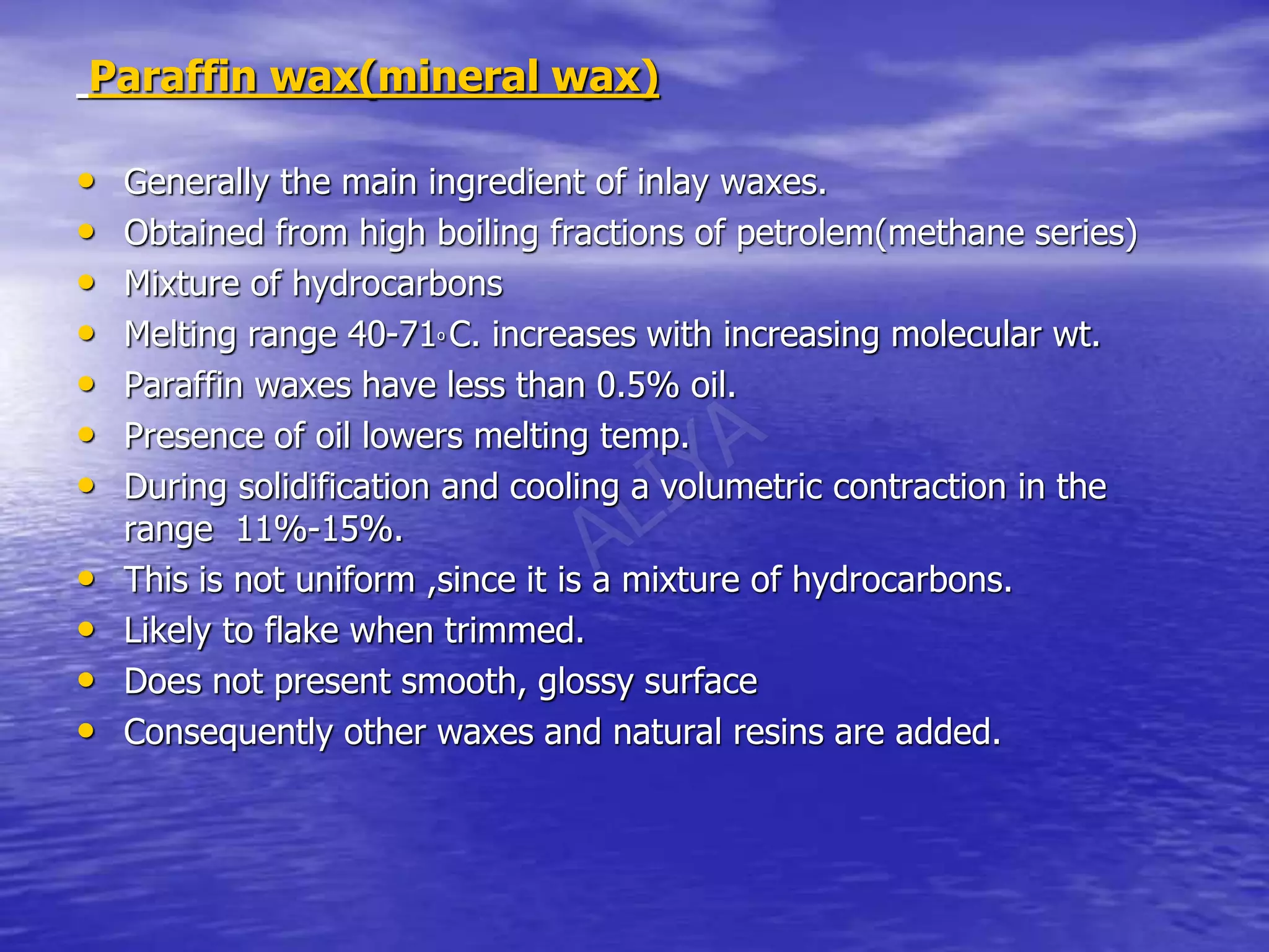 Dental casting waxes - Dr Aliya | PPT
