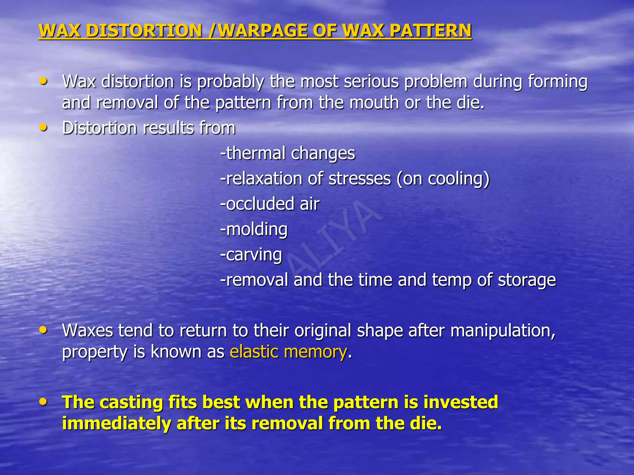 Dental casting waxes - Dr Aliya | PPT