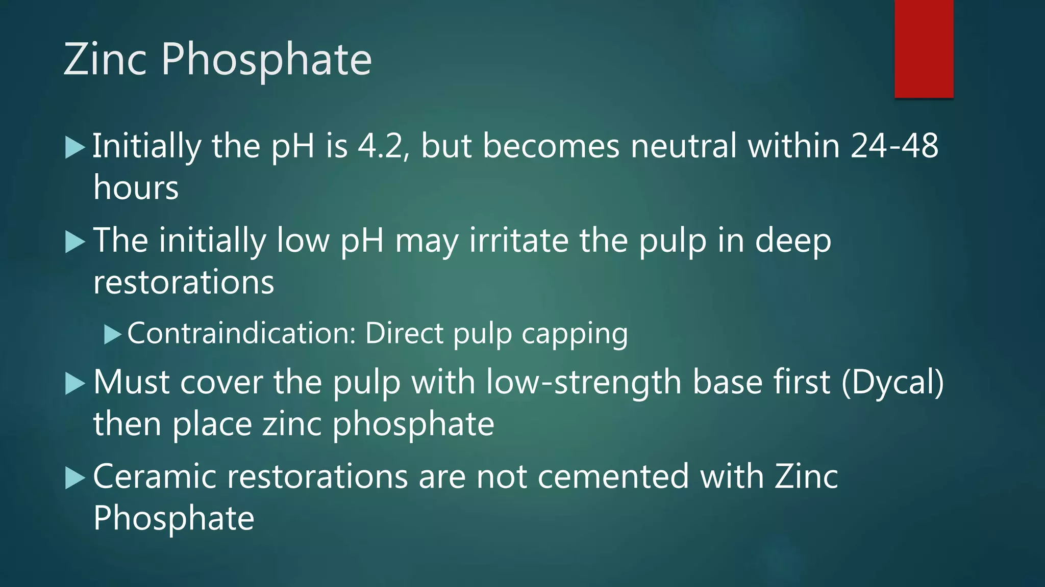 Dental Cements: ZOE, Zinc Phosphate, Polycarboxylate, GIC, Resin-based ...