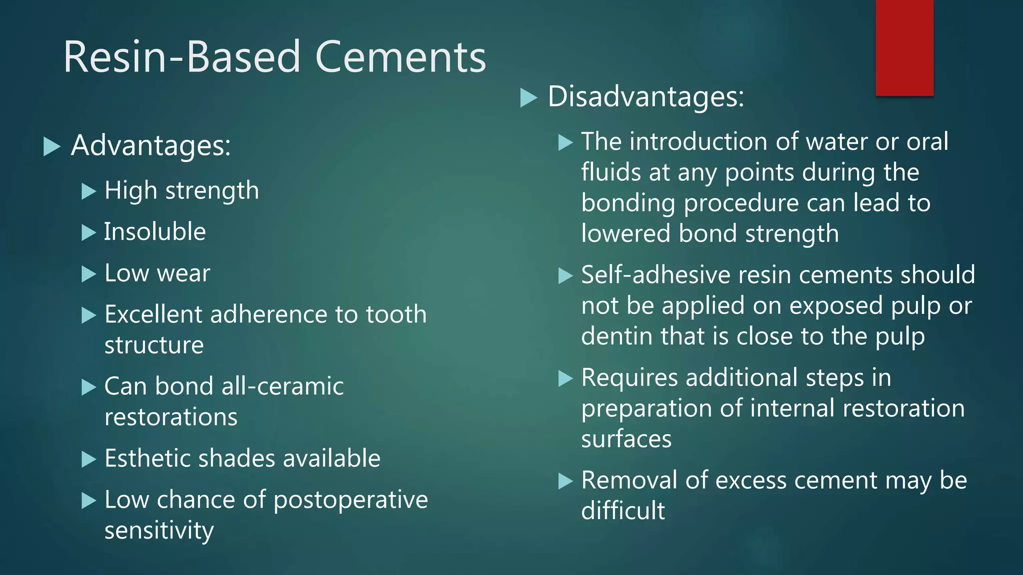 Dental Cements: ZOE, Zinc Phosphate, Polycarboxylate, GIC, Resin-based ...