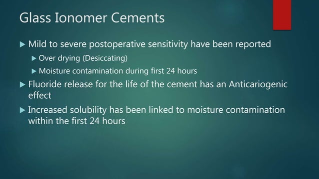 Dental Cements: ZOE, Zinc Phosphate, Polycarboxylate, GIC, Resin-based, Perio Dressing, Calcium ...