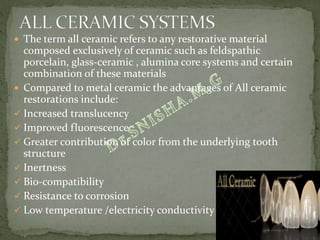 Dental Ceramic in Conservative Dentistry and Endodontics | PPTX