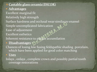 Dental Ceramic in Conservative Dentistry and Endodontics | PPTX