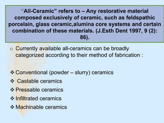 Dental ceramics part II | PPTX