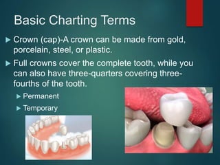 Dental charting, Cavity Classification, Basic Charting Terms | PPTX