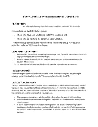 DENTAL CONSIDERATIONS IN HEMOPHILIC PATIENTS.docx