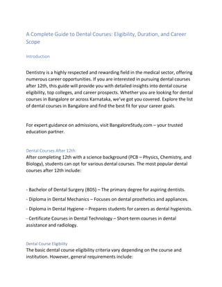 A Complete Guide to Dental Courses: Eligibility, Duration, and Career ...