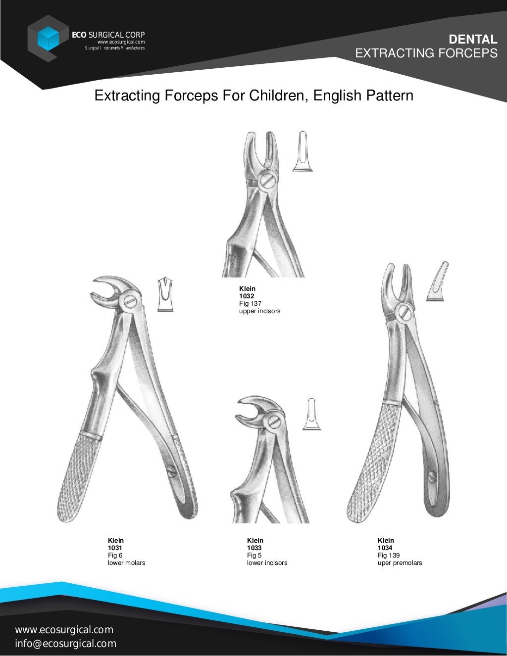 Dental extracting forceps and Elevators catalogue