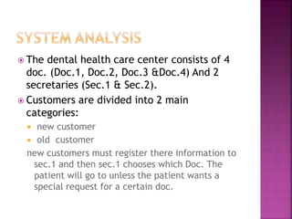 Dental health care center simulation | PPT