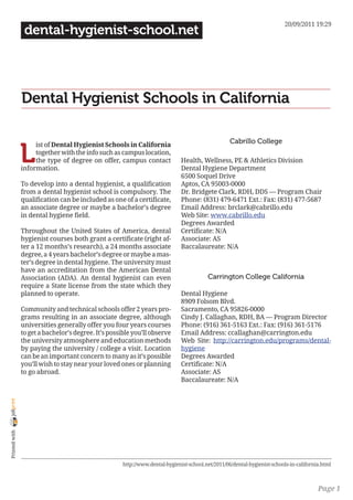 Dental hygienist schools in california | PDF