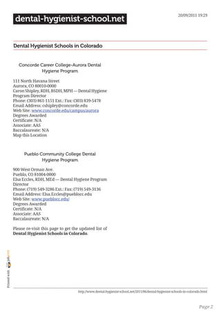 Dental hygienist schools in colorado | PDF