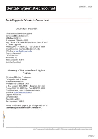 Dental hygienist schools in connecticut | PDF