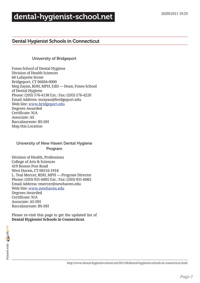 Dental hygienist schools in connecticut | PDF