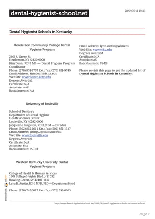 Dental hygienist schools in kentucky | PDF