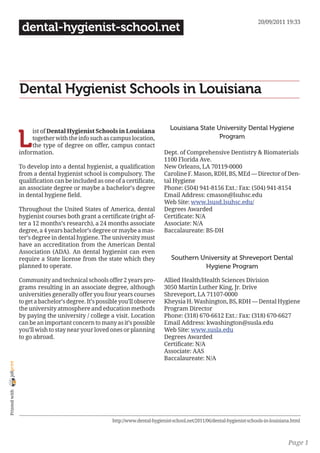 Dental hygienist schools in louisiana | PDF