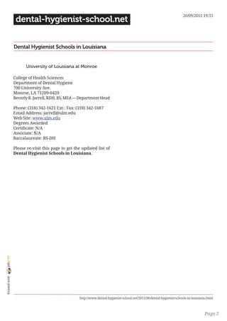 Dental hygienist schools in louisiana | PDF