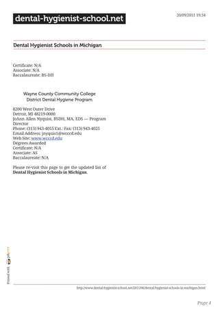 Dental hygienist schools in michigan | PDF