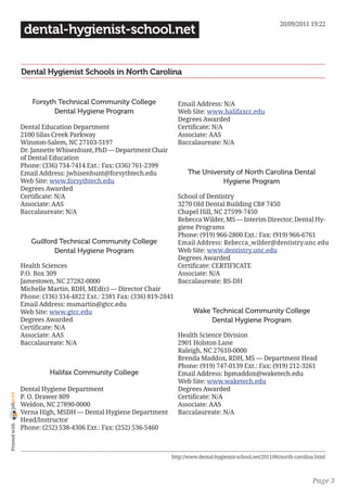 Dental hygienist schools in north carolina | PDF