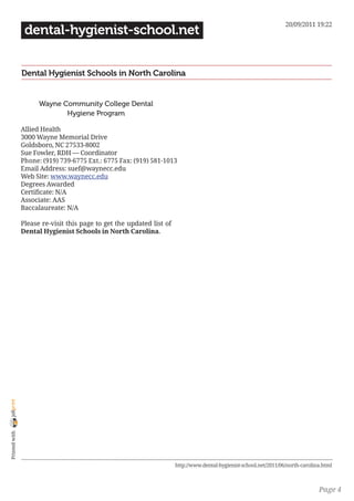 Dental hygienist schools in north carolina | PDF