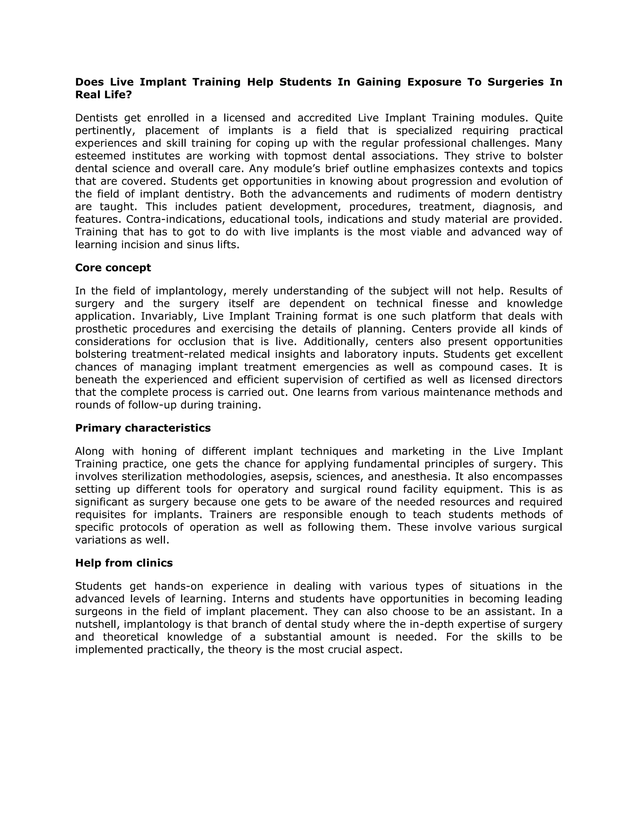 Implant Courses | PDF
